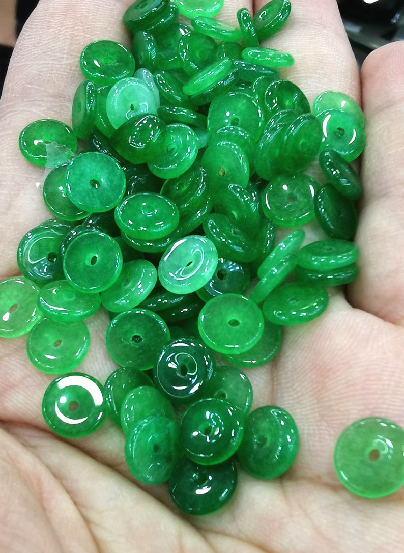 Natural Jadeite Donut Pendants, Emerald Green Gemstone Beads for ...