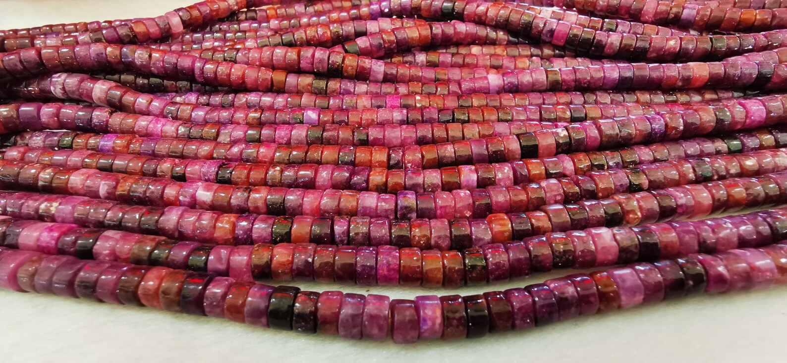 150pcs Natural Purple Stone Spodumene Jewelry Heishi Wheel Slice Beads ...