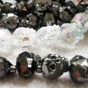 12pcs AB Mystic Rainbow Black Jet Crystal Skull Beads -clear White ...