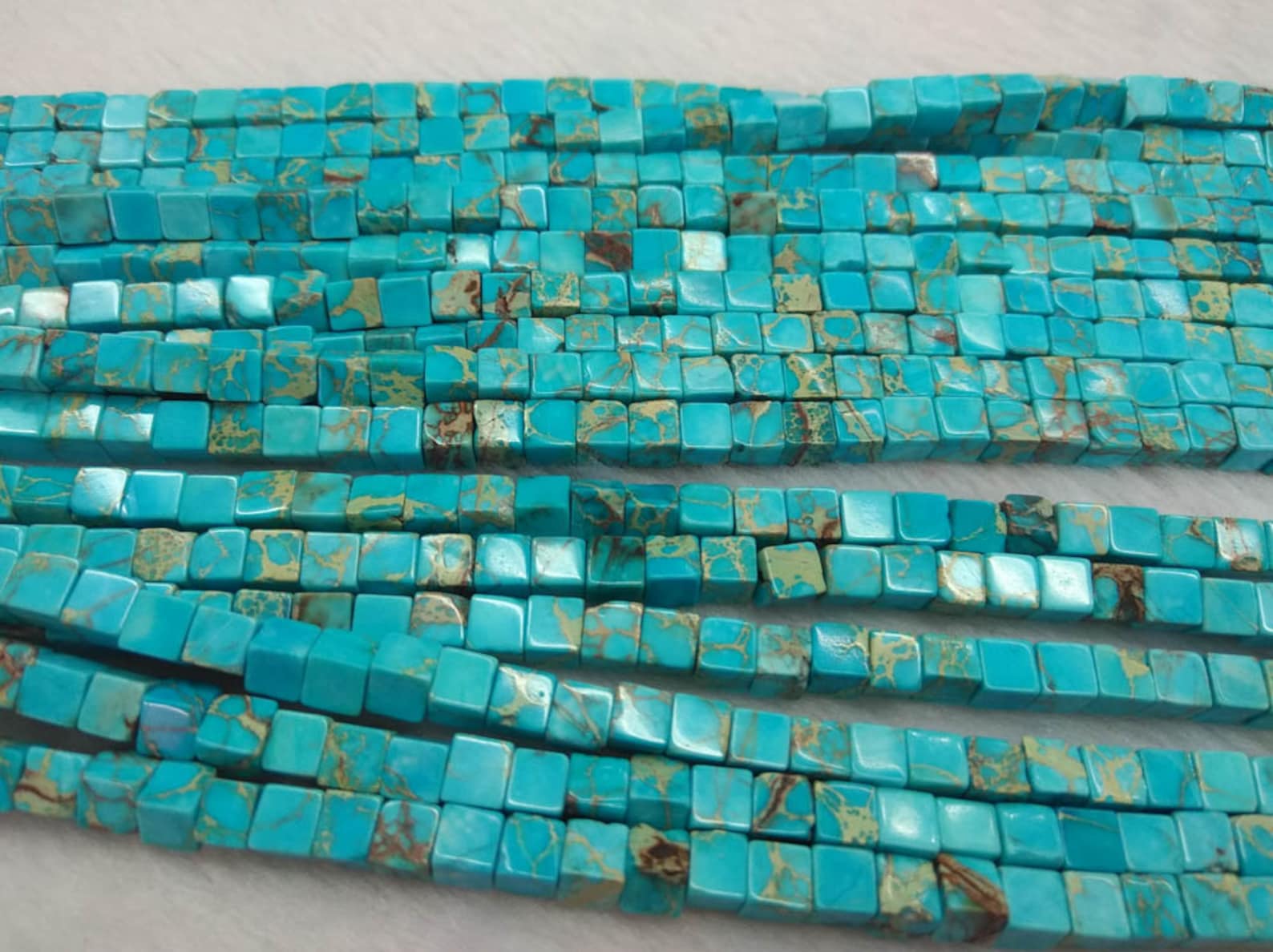 100pcs 4mm Rainbow Sea Sediment Imperial Jasper Cube Beads, Red Emperor ...