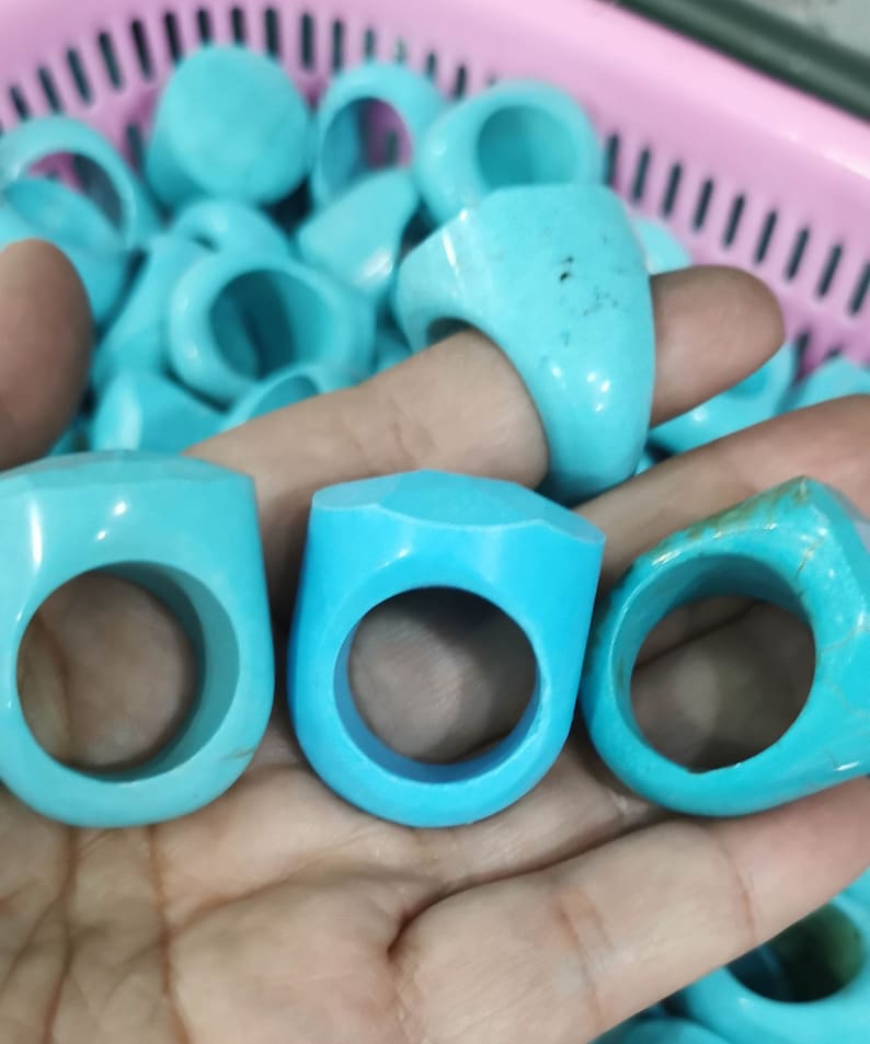 Handmade Turquoise Stone Ring Chunky Stone Ring Stone Band - Etsy