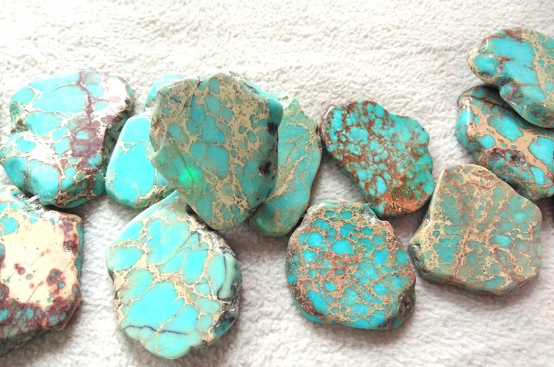 17inch Aqua Blue Imperial Japser Slab Freeform Marble Beads 20 - Etsy