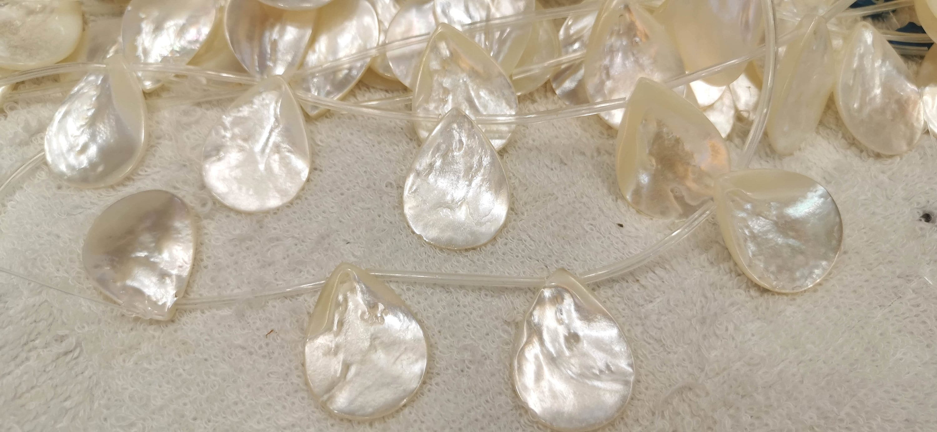 Large Genuine White MOP Shell Smooth Flat Tear Drop 16mm to 30mm 10pcs ...