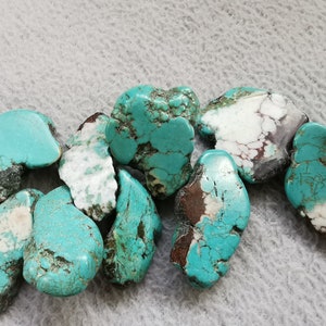 Top Drilled --10pcs Rare Brown Turquoise Slab Freeform Marble Beads 20 ...