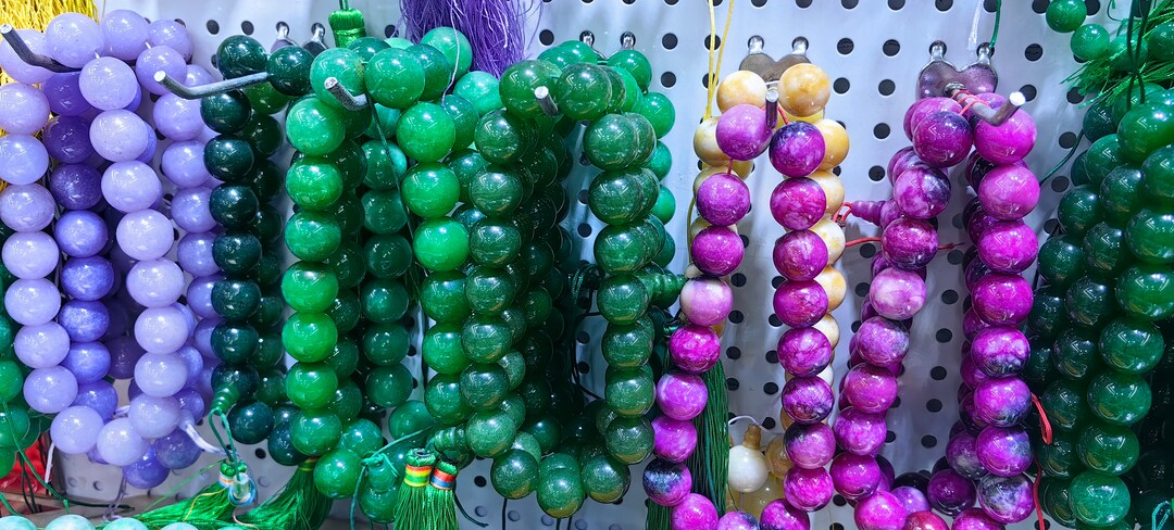 Large Braceelt Jade Nephrite Mala Beads Necklace,purple Yellow Pink ...