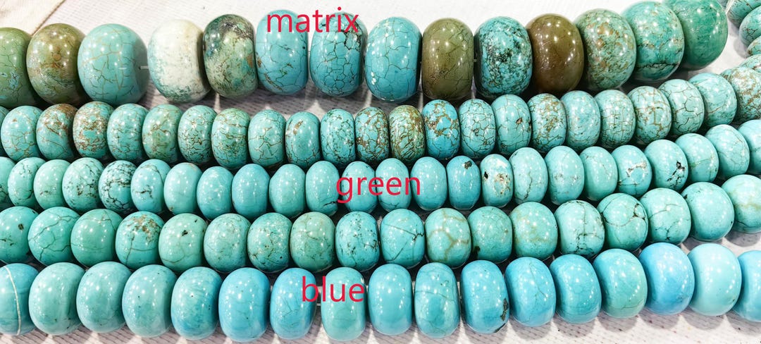 Large Natural Wild Horse Turquoise Stone Heishi Wheel Rondelle Abacuse ...