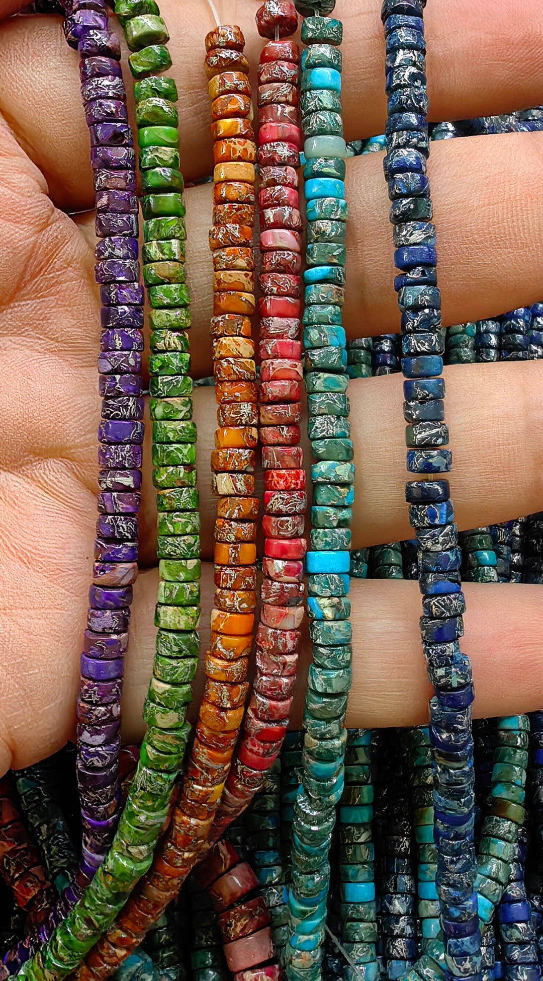 150pcs Heishi Stone Beads Natural Rose Quartz/ Yellow Jade/ Agate ...