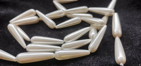 Long Drop 30mm to 6mm White Sea Shell Pearl Drop Beads Egg | Etsy