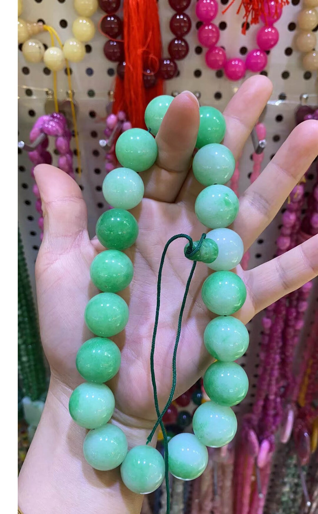 Large 20mm Green Jade Nephrite Mala Beads Necklace,purple Yellow Pink ...