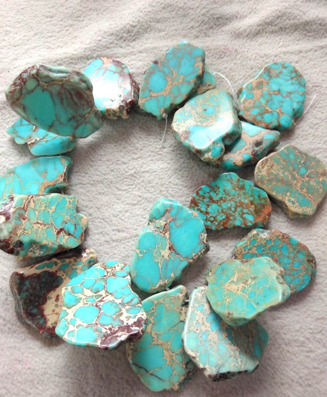 17inch Aqua Blue Imperial Japser Slab Freeform Marble Beads 20 to 60mm ...