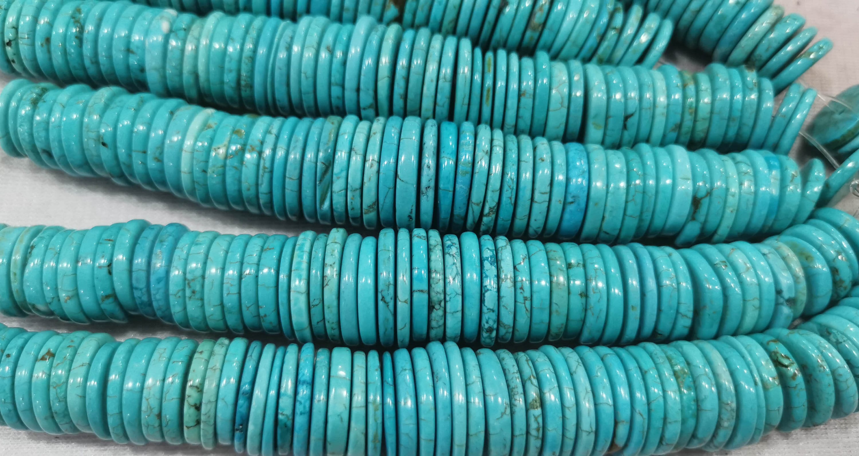 Large Turquoise Stone Heishi Wheel Disc Spacer Beads Blue Green Stone ...