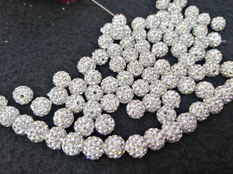 AAA Grade 50PCS White AB Beads,clear Cystal Clay Pave Rhinestone Beads ...