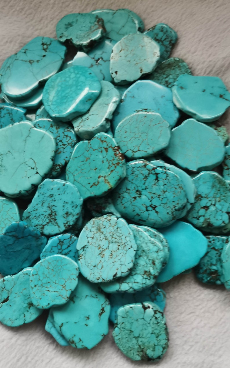 Wholesale-20pcs Turquoise Slab Freeform Marble Cabochon Bead Blue ...