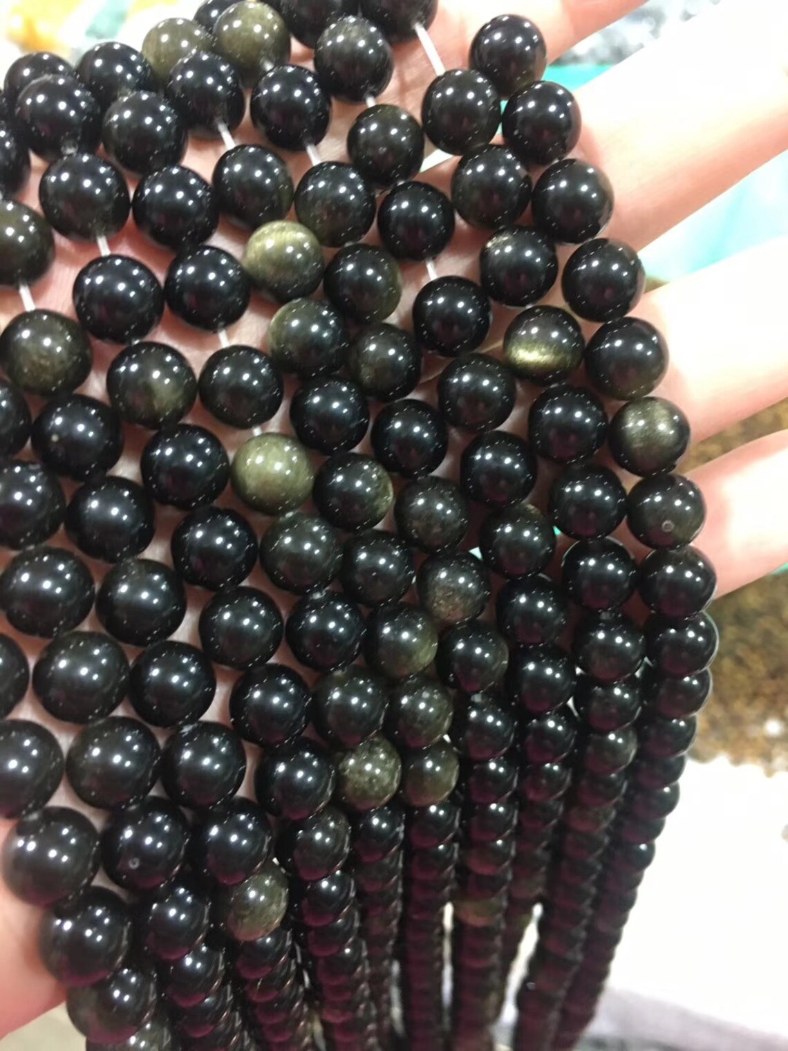 Full Strand 16inch Genuine Gold Obsidian Beads Natural | Etsy