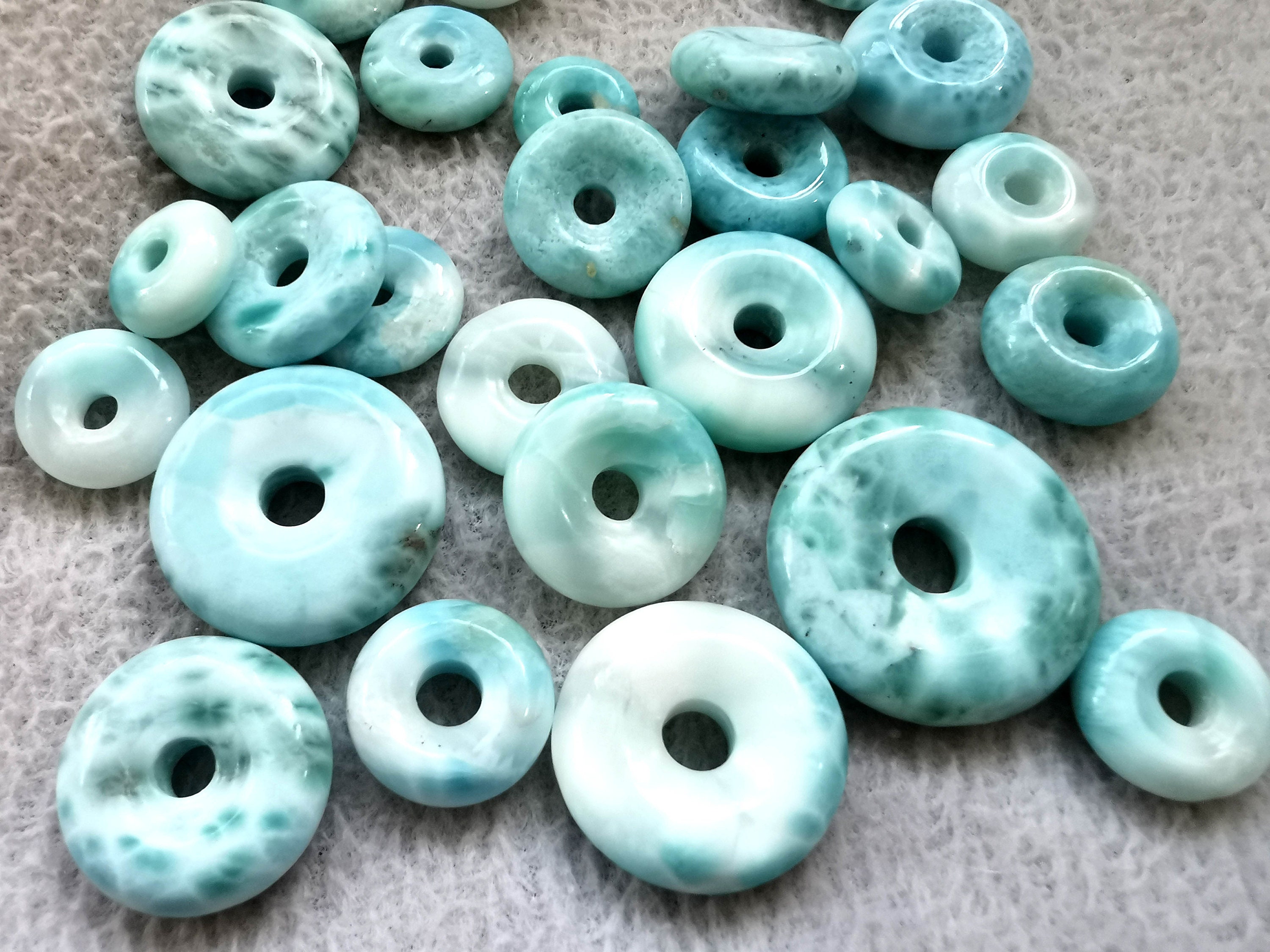Genuine Larimar Donut Gemstone Circle Donut Gemstone for Earrings ...