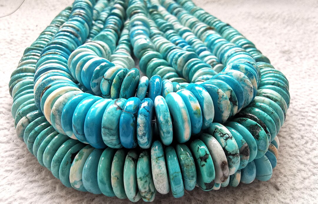 Unique White Blue Turquoise Heishi Tyre Shape 8-14mm Beadswheel ...