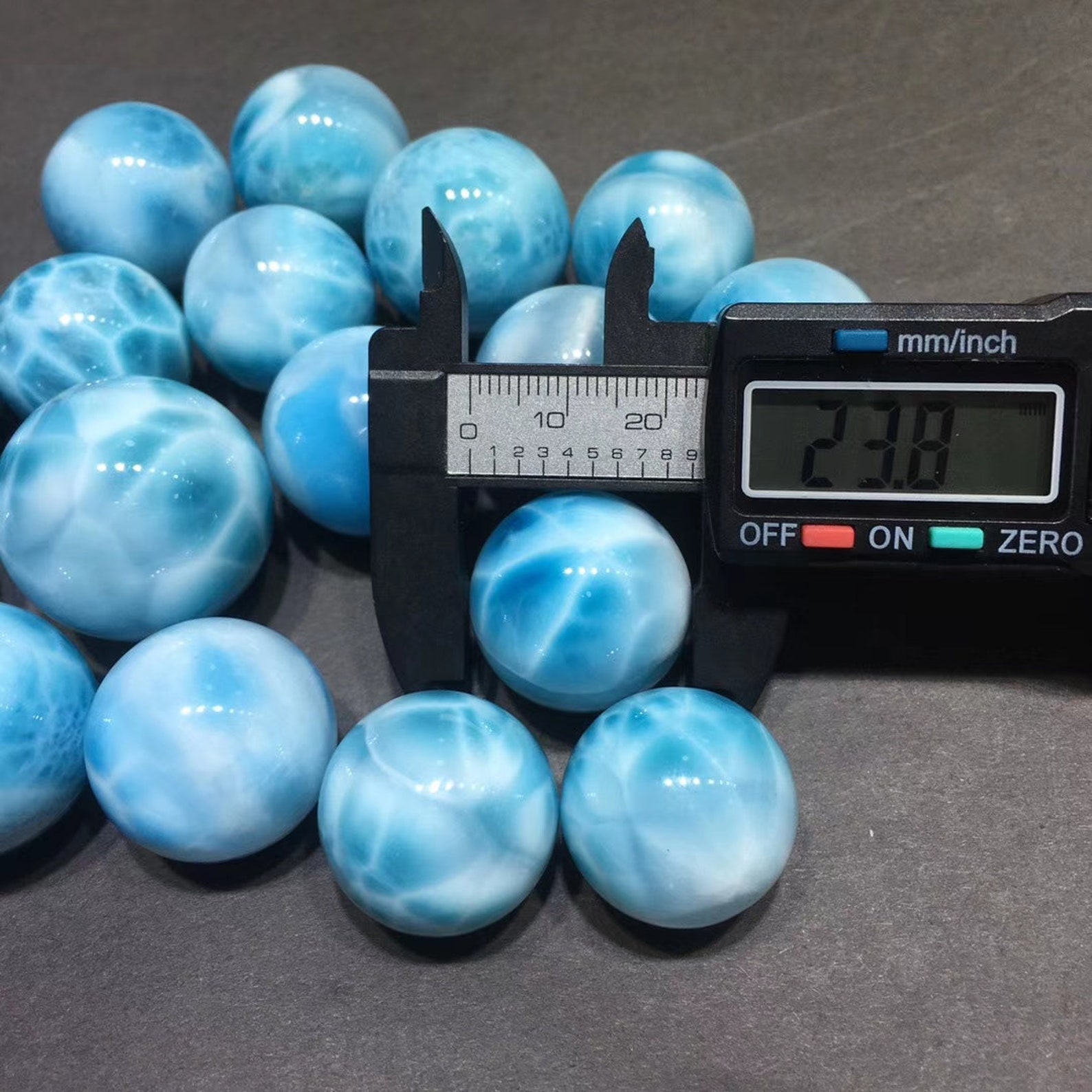 16mm to 30mm Genuine Larimar Cabs Round Dolphin Color Stone, AAA ...