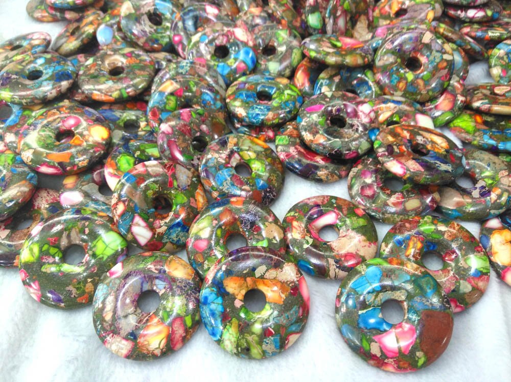 2pcs Lapis Lazulie Sea Sediment Imperial Jasper Round Donut - Etsy