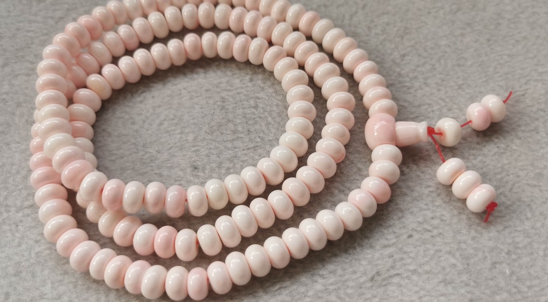 108pcs Natural Pink Queen Conch Prayer Beads / 6mm 8mm Rondelle Round ...
