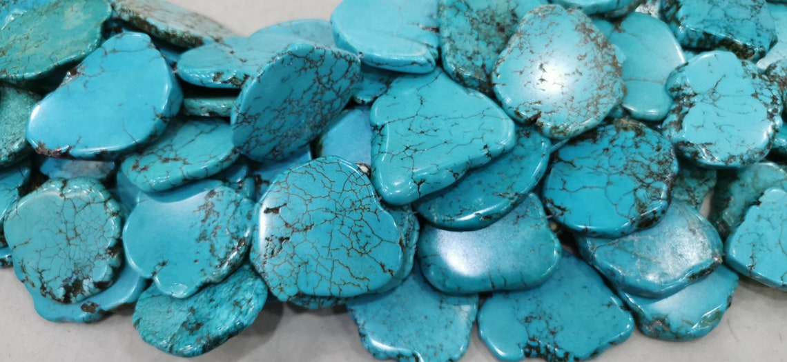 Large 55mm -45mm Matrix Turquoise Stone Freeform Slab Nugget Magnesite ...