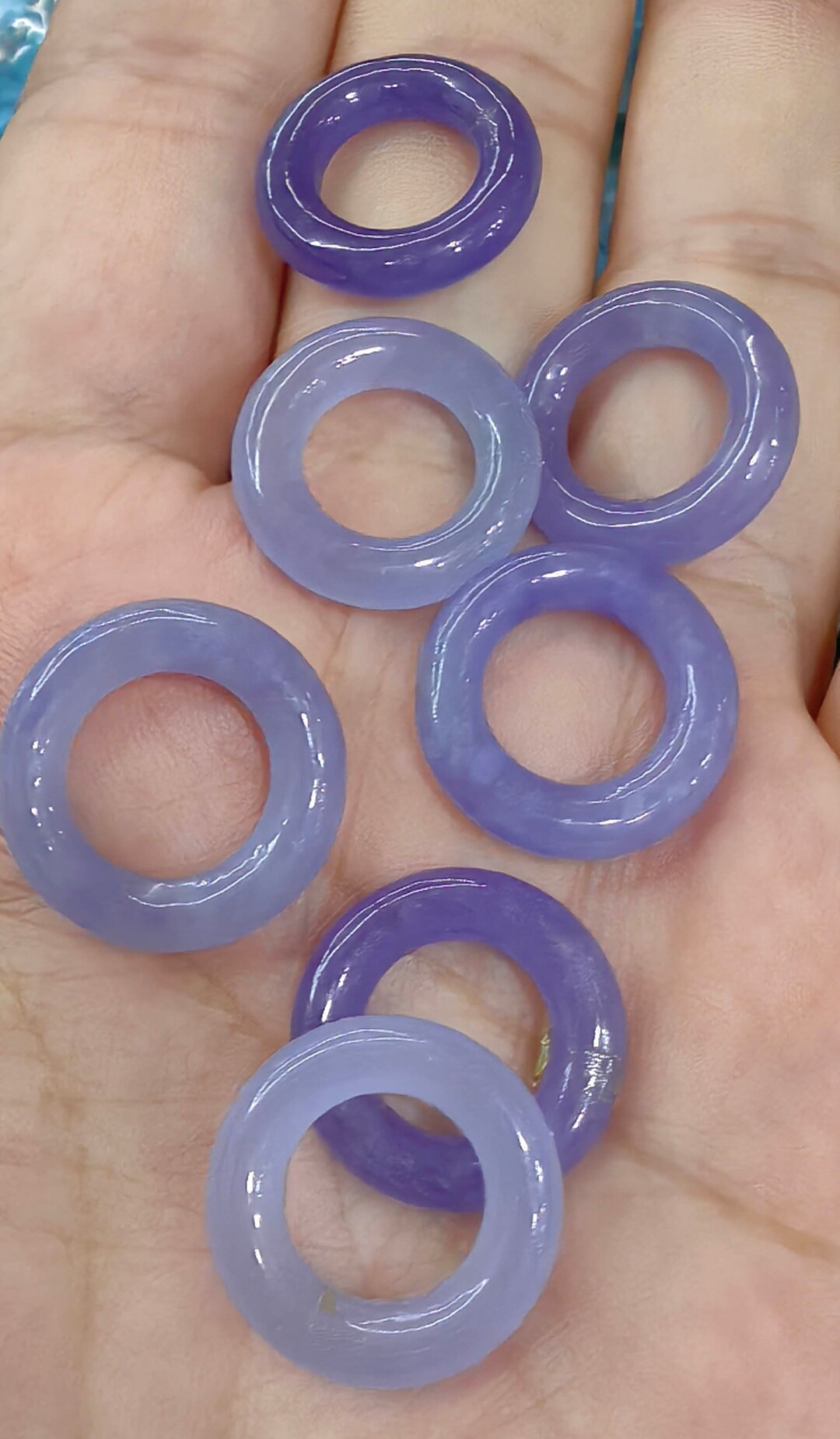 Rare Violet -green Jadeite Jade Gemstone Rings Round Circle Donut Loose ...