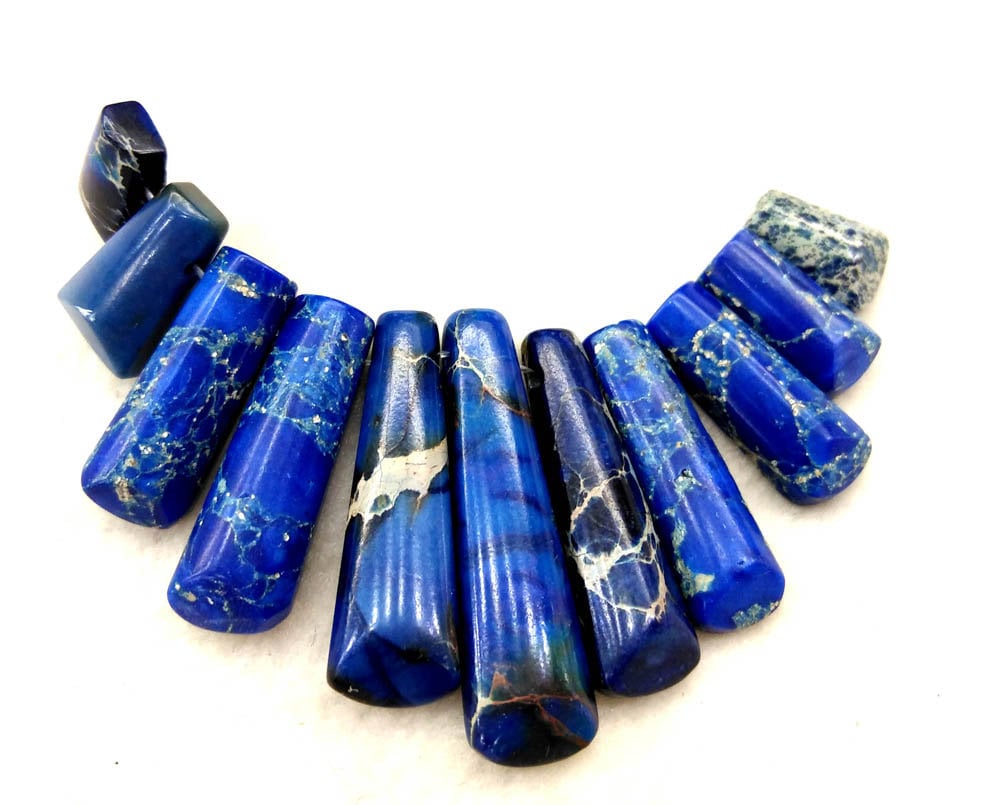 11pcs Sea Sediment Imperial Jasper Teeth Rectngle Ruby Cherry Pink ...