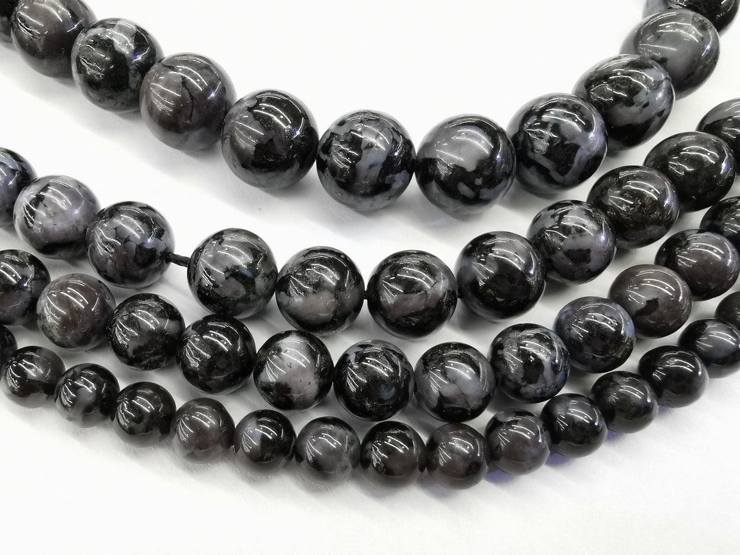 Genuine Indigo Gabbro Jewelry Purple Blue Black Round Beads Aka Mystic ...