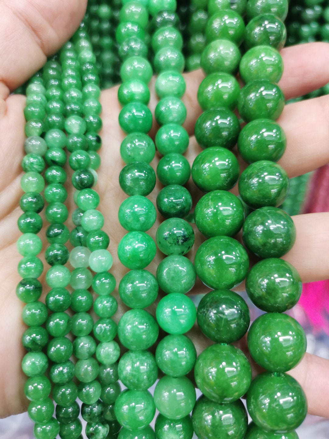 Natural Jade Jadeite Gemstone Round Beads 16inch 4mm 6mm 8mm 10mm 12mm ...