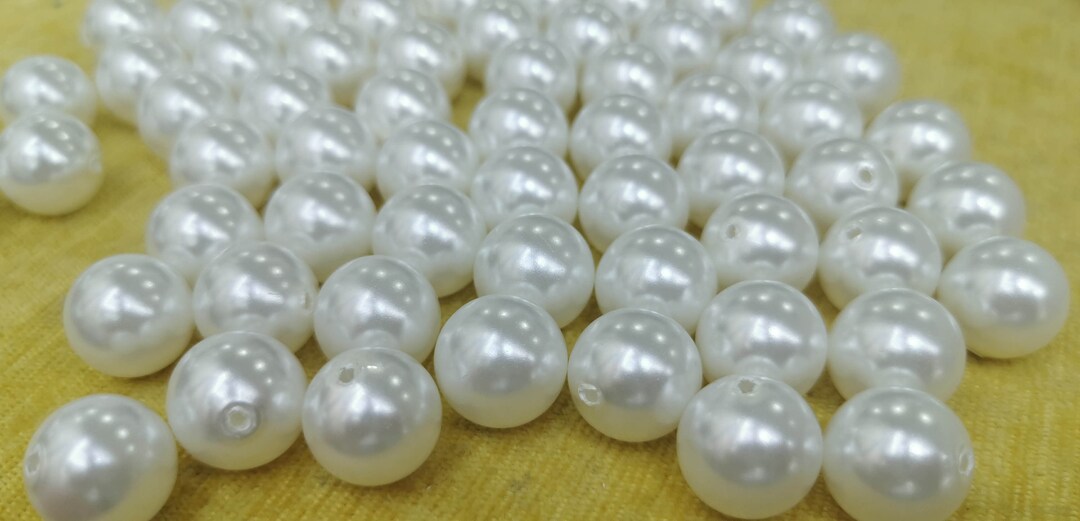 Half Drilled --AAA 50PCS Faux Pearls - Round Smooth Ocean White Pearls ...