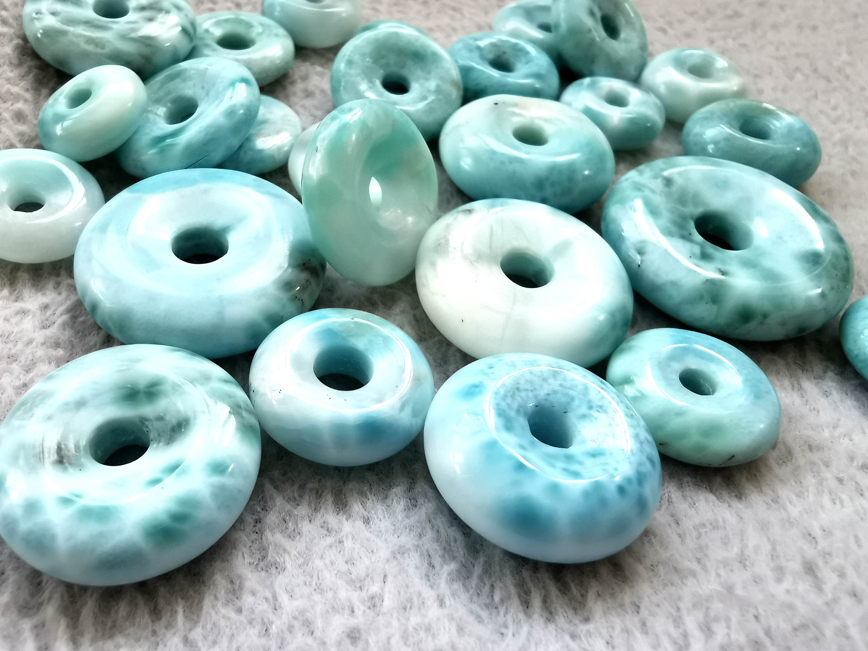 Genuine Larimar Donut Gemstone Circle Donut Gemstone for - Etsy