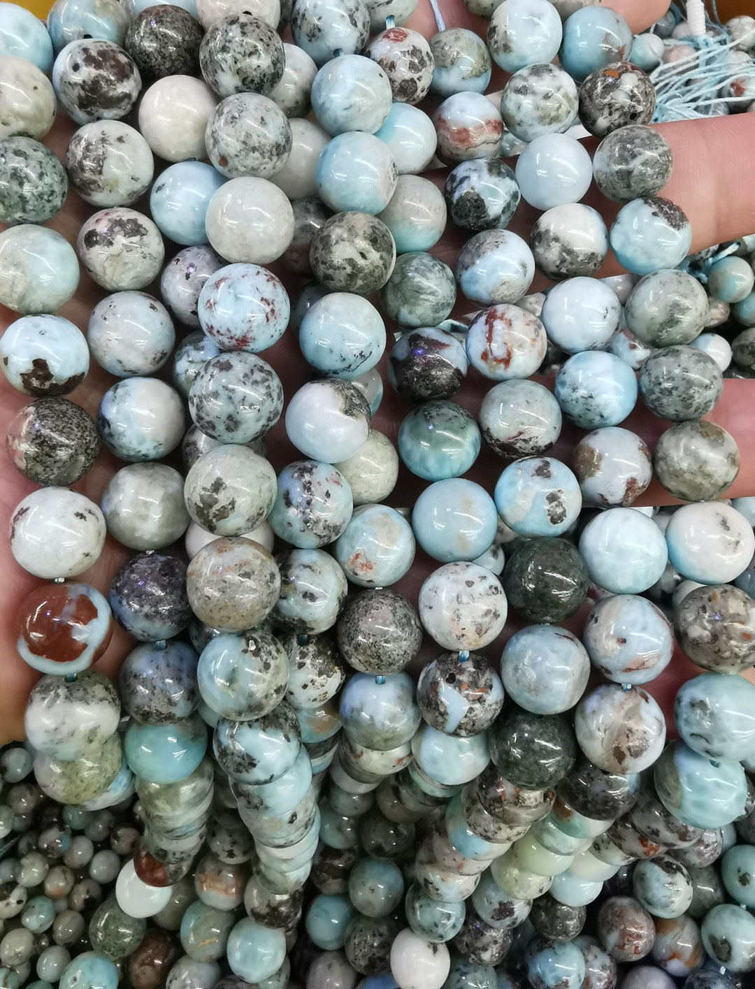 16inch 40pcs Real Larimar Beads10mm Round Real Genuine Blue Larimar ...