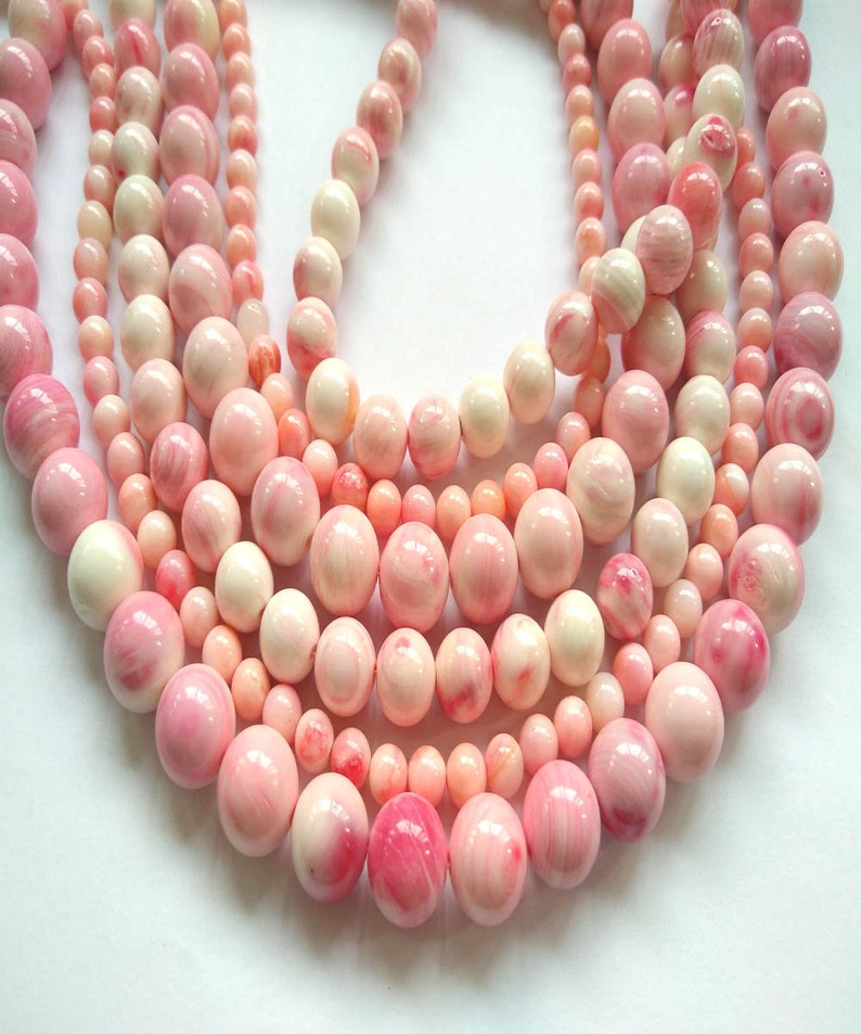Full Strand 16inch Pink Conch Jewelry Round Ball Red Shell | Etsy