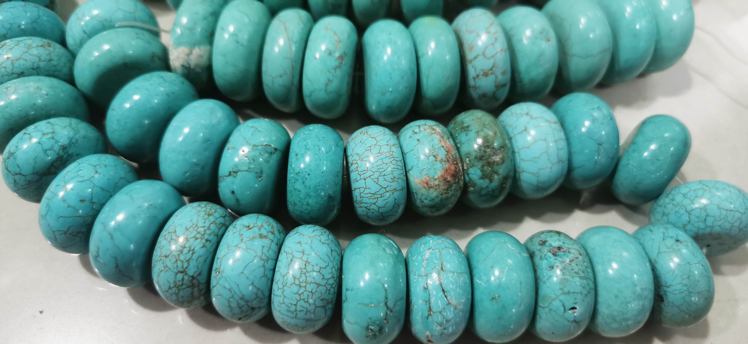 Large Turquoise Stone Heishi Wheel Spacer Beads Blue Green - Etsy