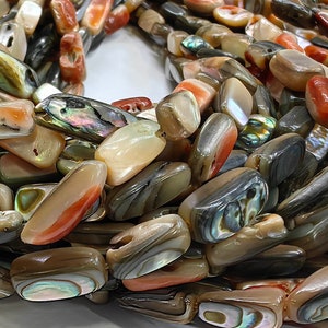 Oranger Purple Paua Abalone Shell, Bar Freeform Bamboo Abalone Beads 8 ...
