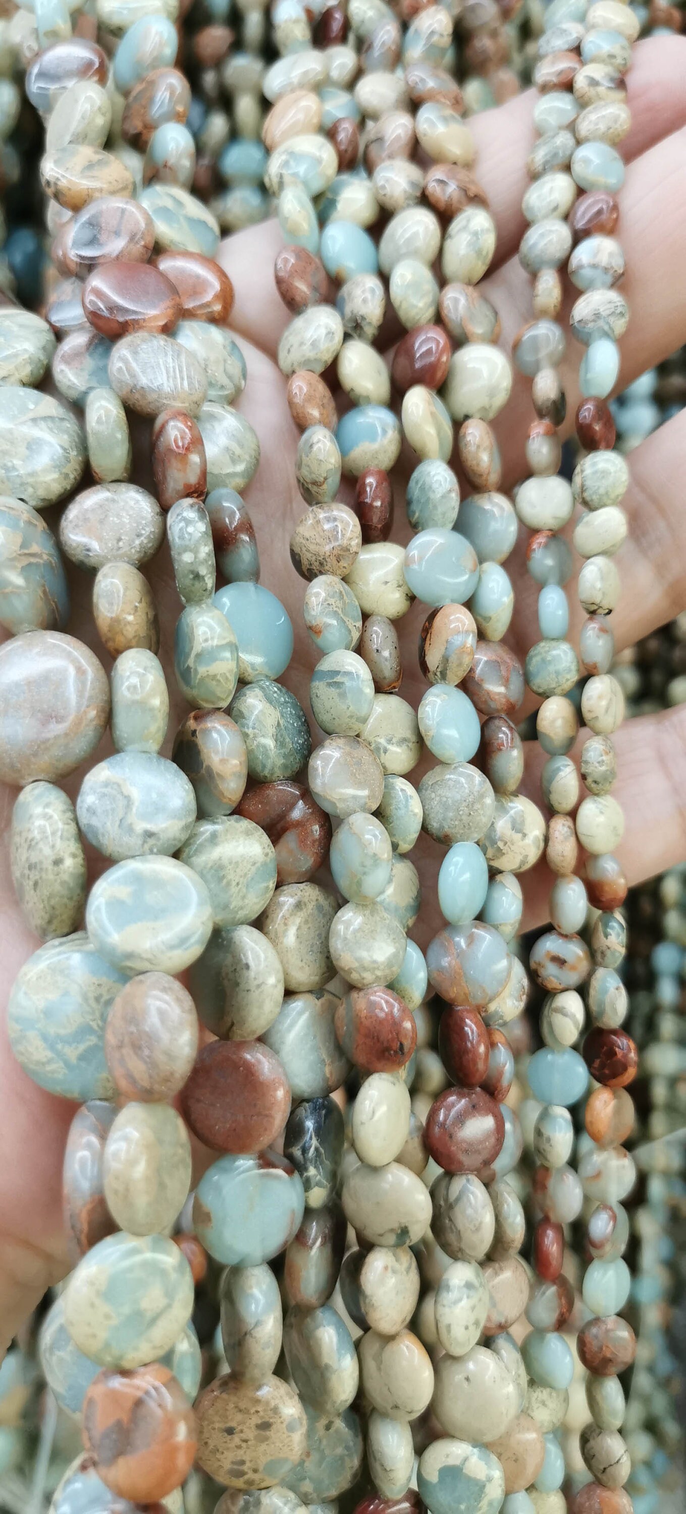 Large Natural African Opal Jasper Beads Coin Beads Jewelry - Etsy