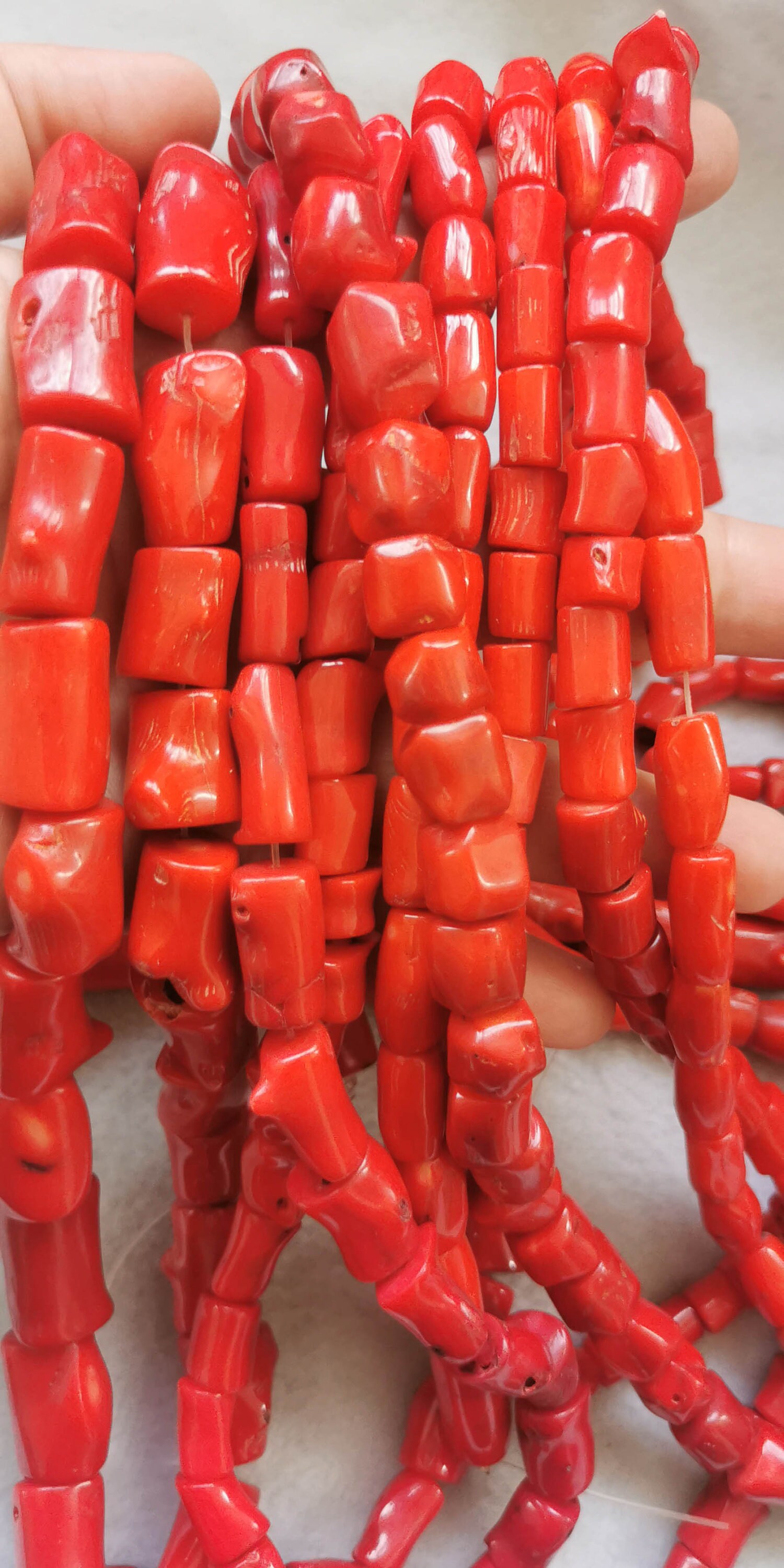 Red Coral Jewlery Drum Barrel Cylinder Column Bar Nuggets Bamboo Loose ...
