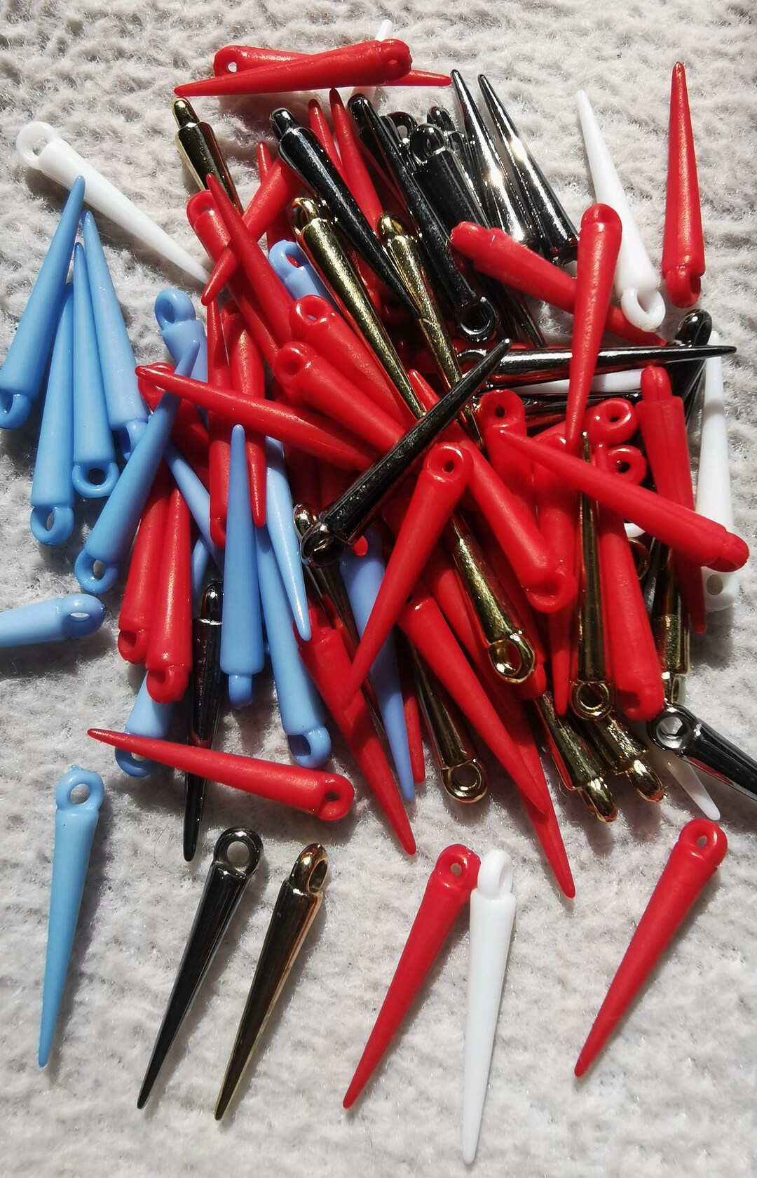 24pcs Spike Beads Colored Spikes Red-blue-white-black Ewelry Findings ...