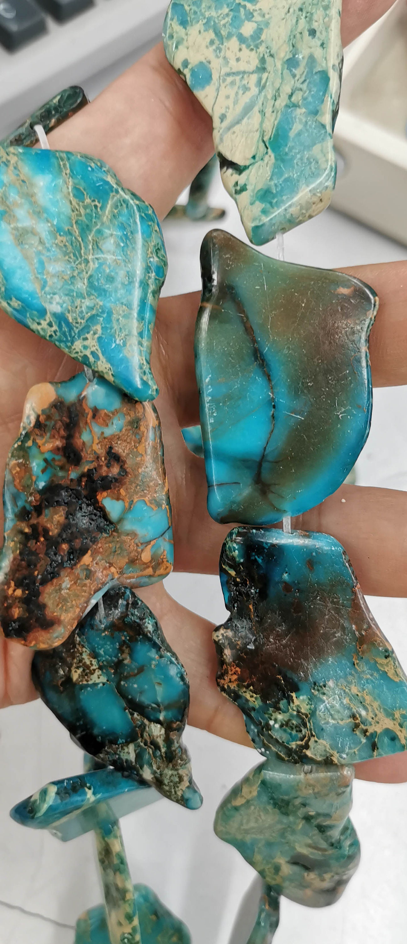 16inch Snake Skin Jasper Graduated Freeform Slab Slice Beads Approx 25 ...
