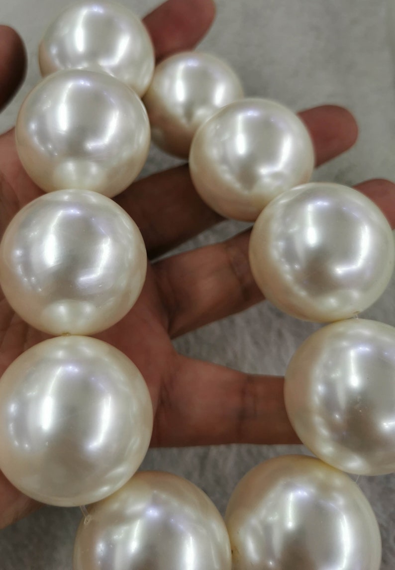Drilled --large 30mm 50mm Sea Pearl Jewelry Sphere Beads White-gold ...