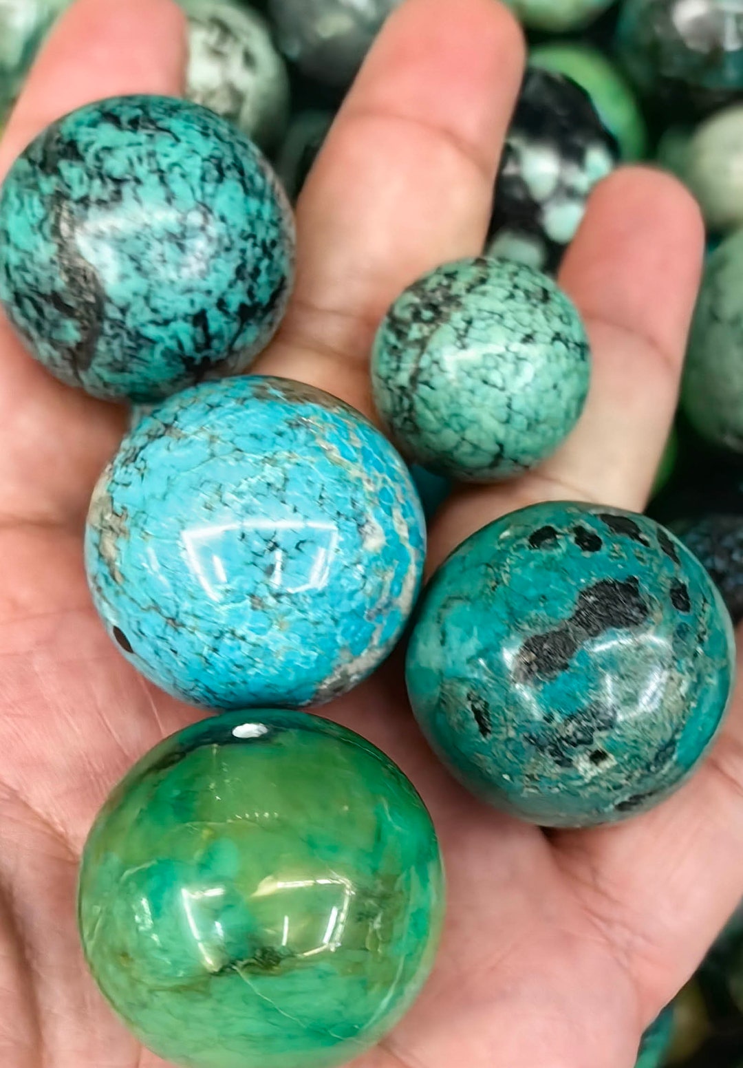 Graduated Round Turquoise Beads Gemstone Authentic Turquoise Rustic ...