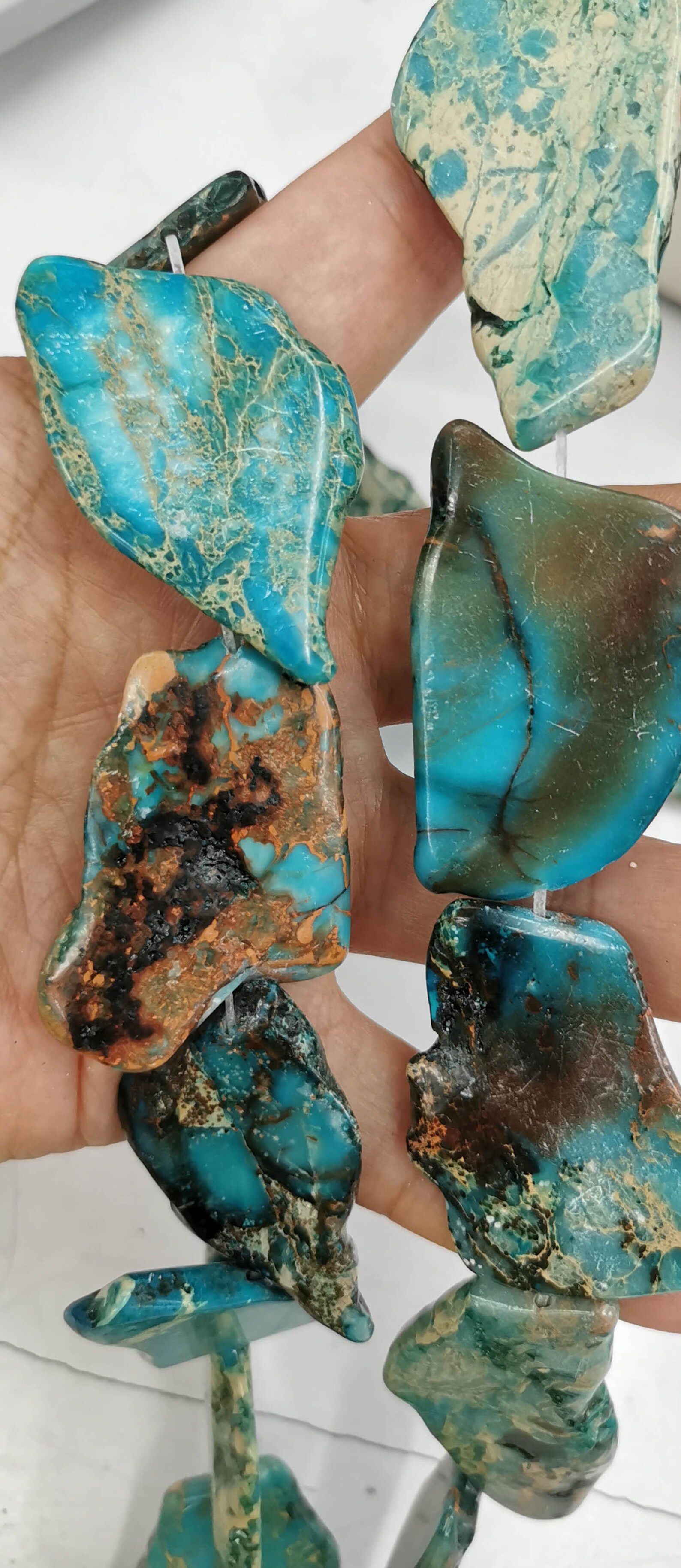 16inch Snake Skin Jasper Graduated Freeform Slab Slice Beads Approx 25 ...