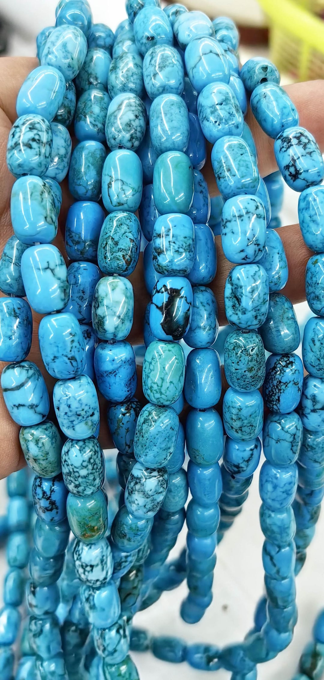 Natura Stone 20mm to 8mm Tibet Marble Turquoise Bead Drum Rice Barrel ...