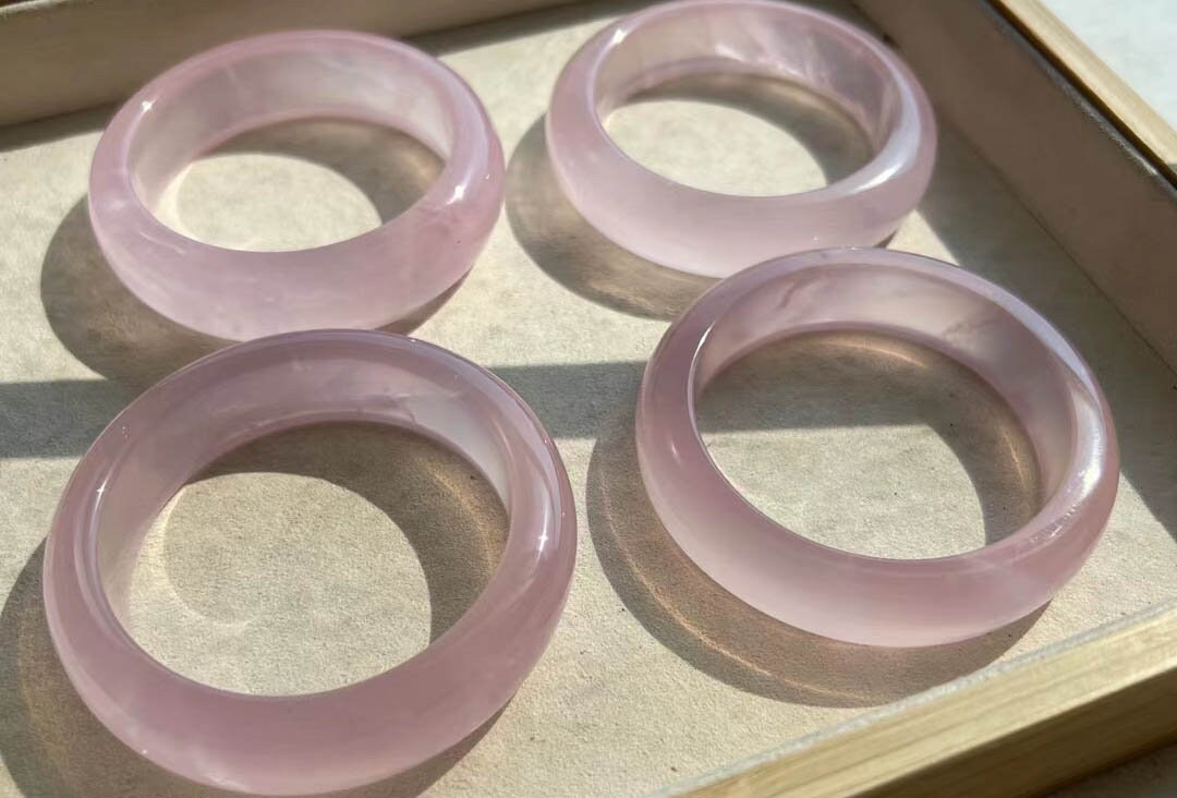 AAA Genuine Rose Quartz Bangle | Rose Quartz Bracelet | Solid Rose ...