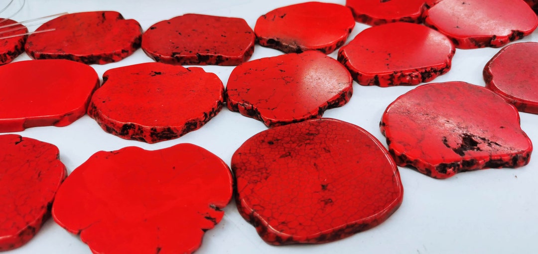 Large 60mm to 15mm Hot Red Turquoise Iivory White Turquoise Stone ...