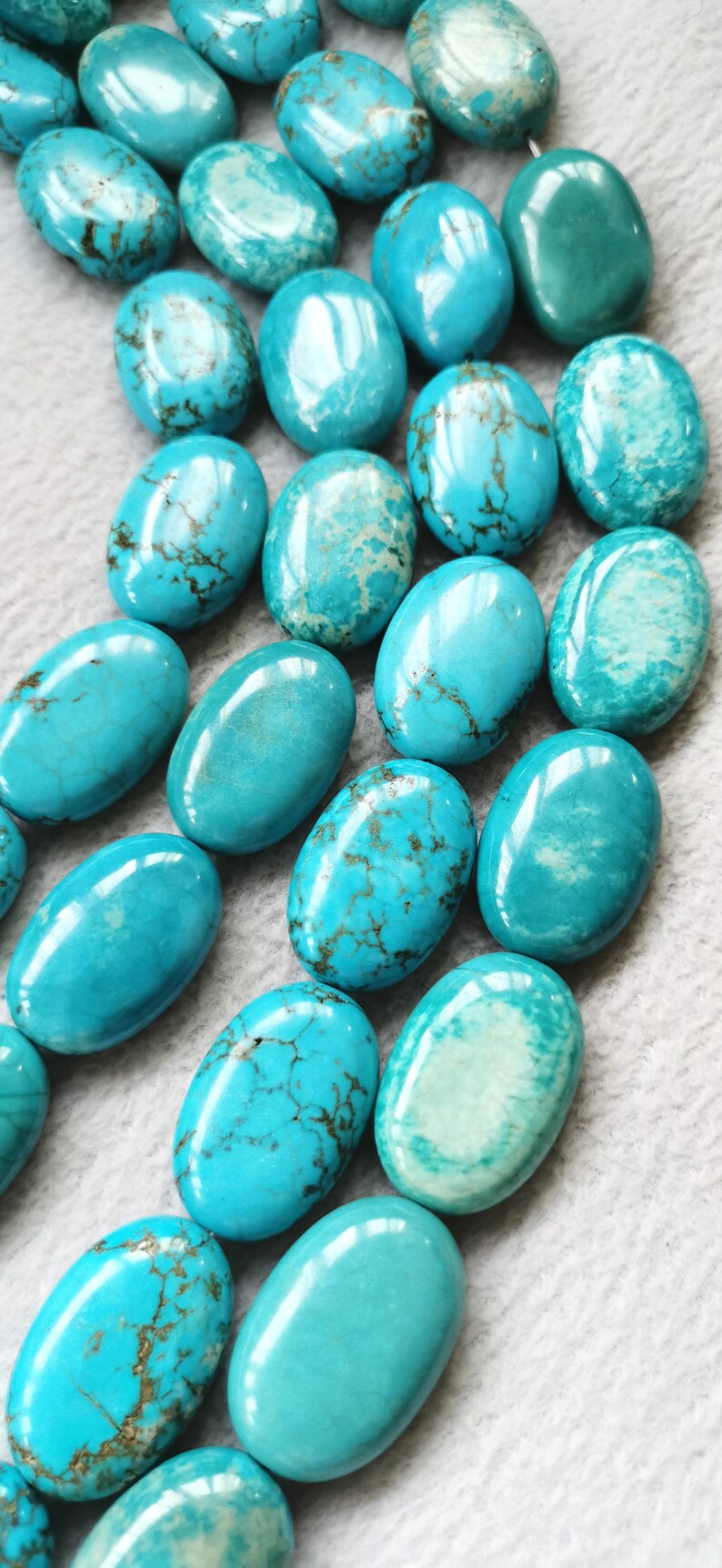 20x30mm Turquoise Stone Puffed Oval Beads Dark Blue Turquoise | Etsy