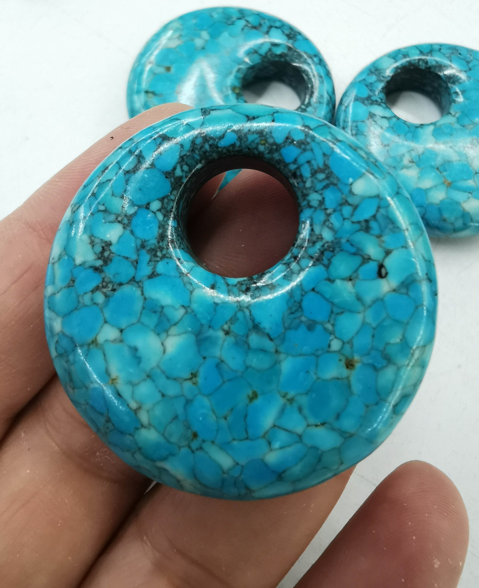 Colgante grande de 40 mm 16 de piedra turquesa azul - Etsy España