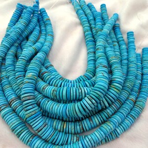 17inch Turquoise Stone Heishi Wheel Slab Coin Disc Spacer Beads Blue ...
