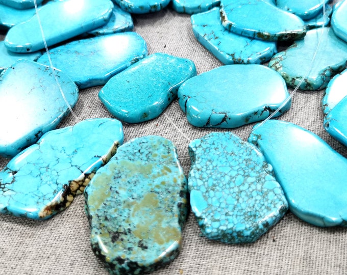 20x30mm Turquoise Stone Puffed Oval Beads Dark Blue Turquoise | Etsy