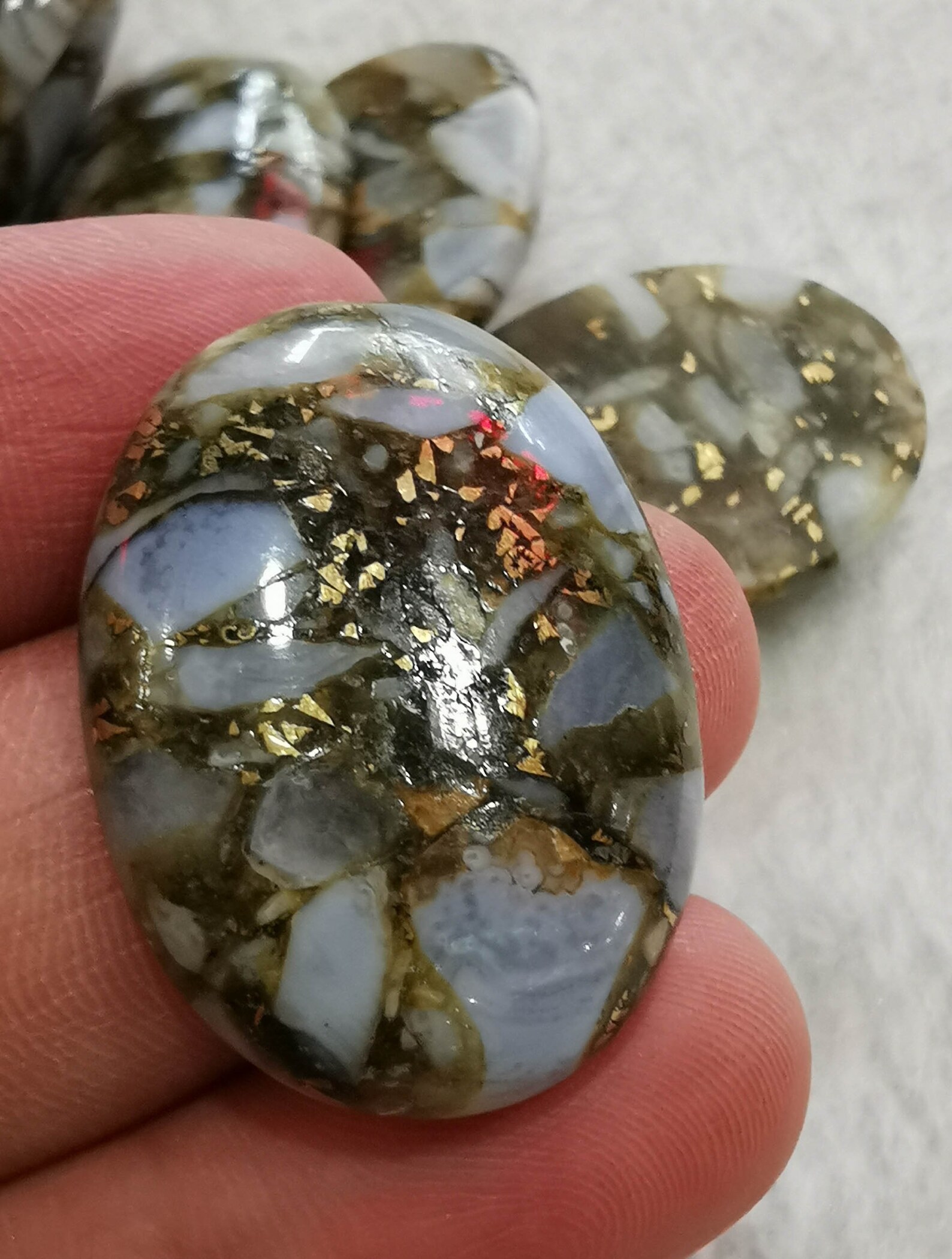 12pcs Grey Black Imperial Jasper Gemstone Cabochons Eggl | Etsy