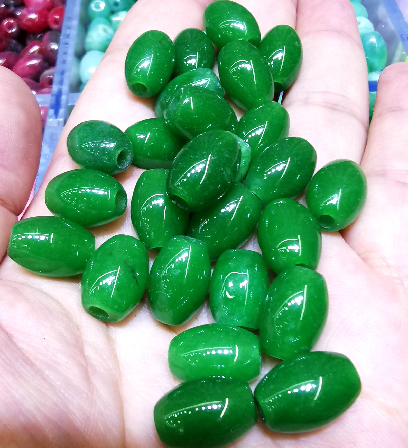 Large Hole-20pcs 9x14mm Mixed Stone Jade Jadeite Stone - Etsy